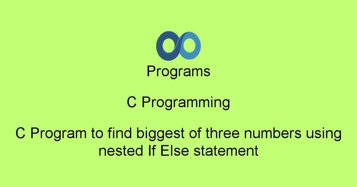 Programs C Programming : C Program to find biggest of three numbers using nested If Else ...