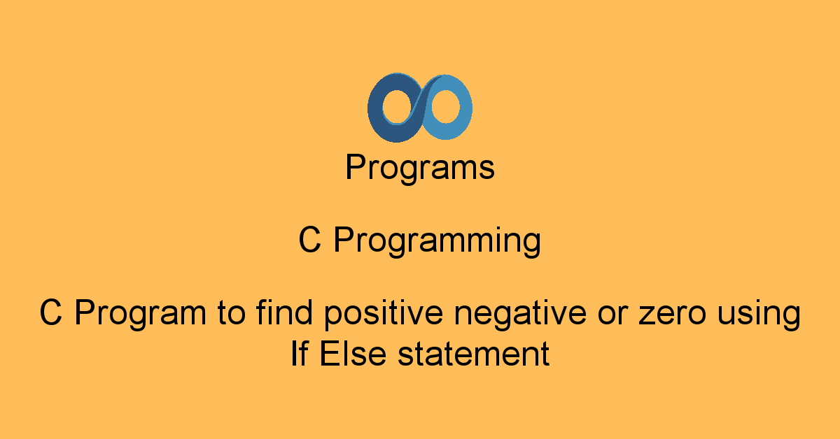 Programs C Programming : C Program to find positive negative or zero using If Else statement