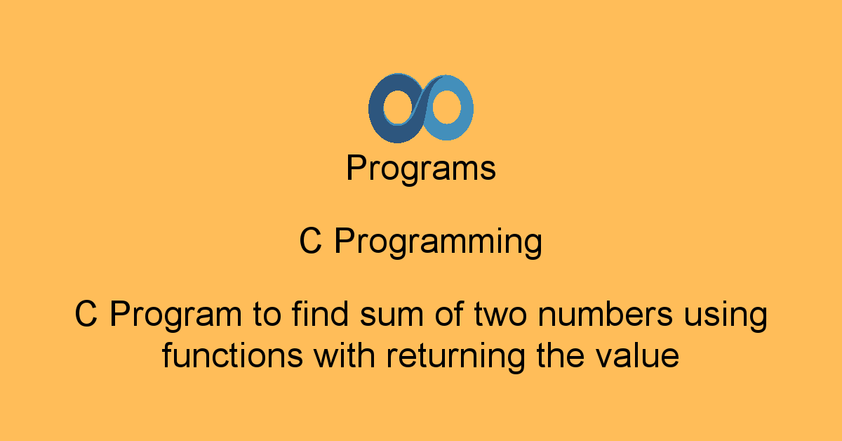 Programs C Programming : C Program to find sum of two numbers using functions with returning the ...