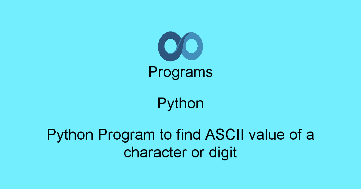Oodlescoop Python Programs Python Program To Find Ascii Value Of A